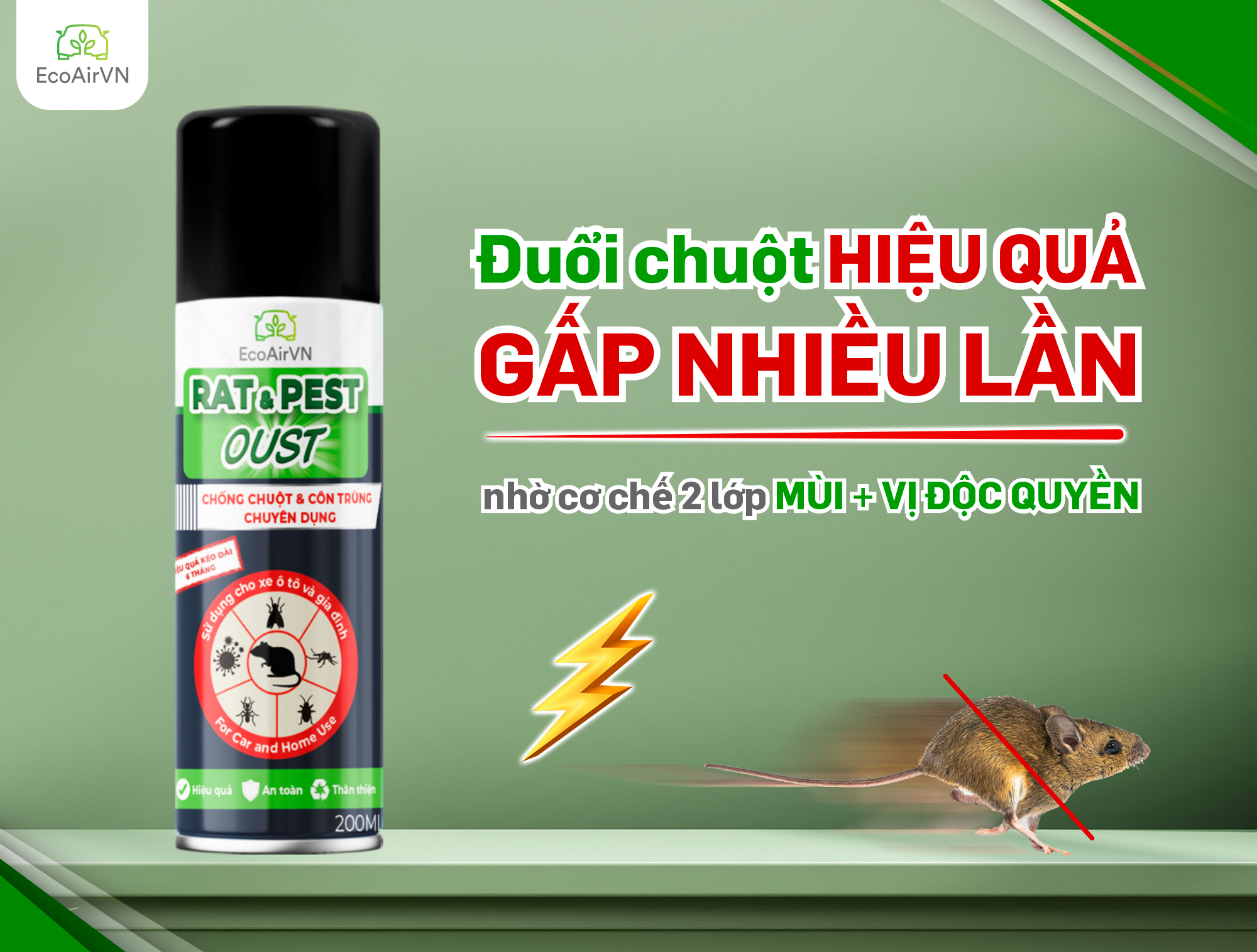 Xịt đuổi chuột Rat & Pest Oust - EcoAir Vietnam