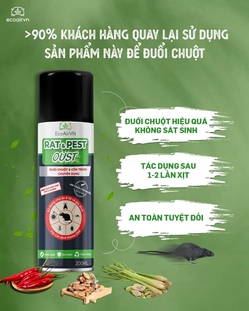 Xịt đuổi chuột chuyên dụng cho gia đình Rat & Pest Oust 200ml - Ecoair ...