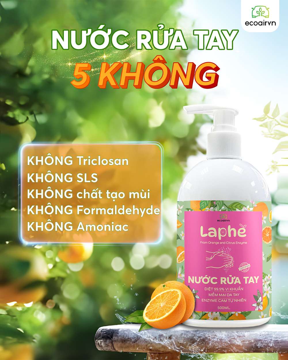 Nước rửa tay enzyme cam Laphe có tốt không? - Ecoair Việt Nam