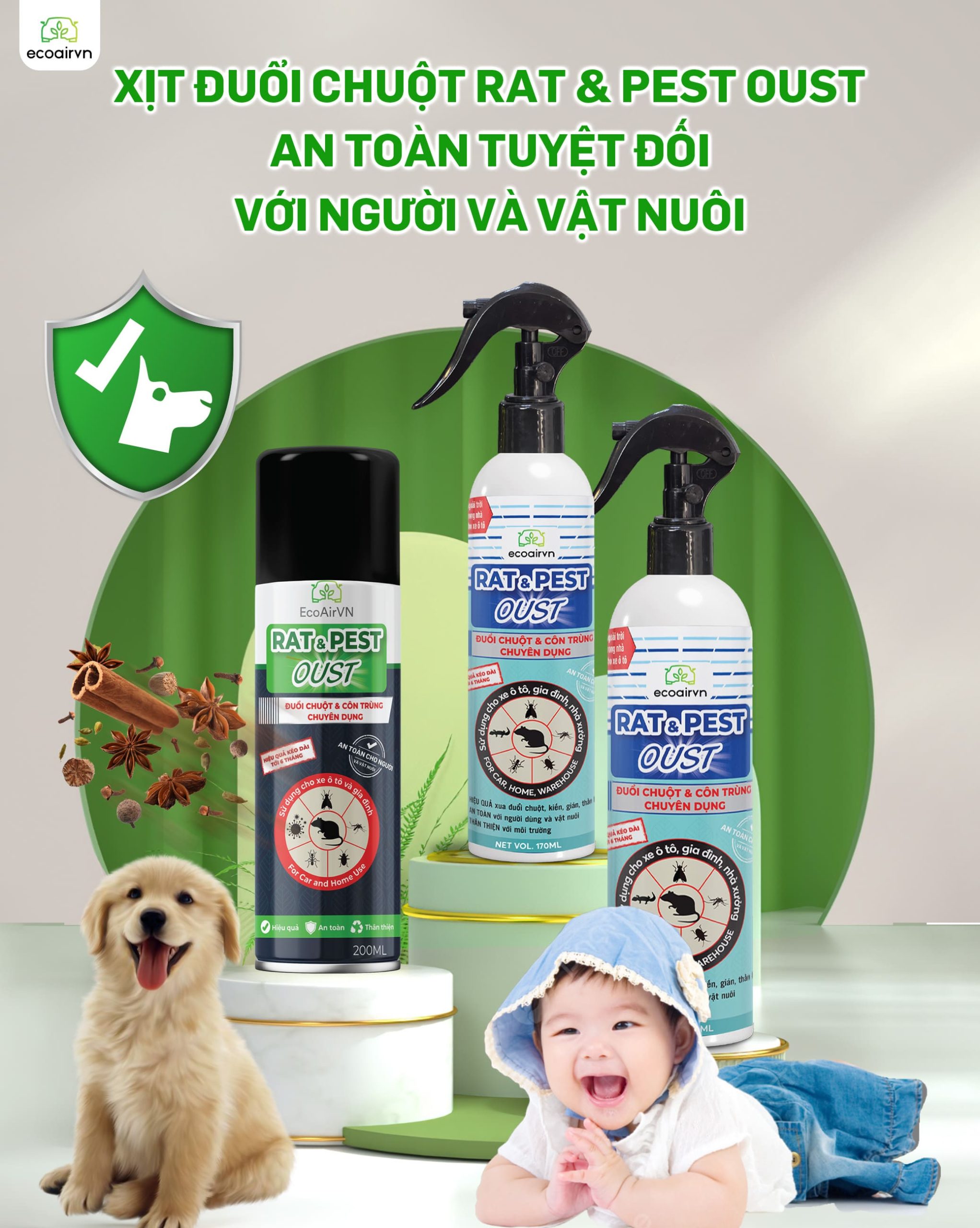 Xịt đuổi chuột an toàn cho trẻ em Rat & Pest Oust - Ecoair Việt Nam